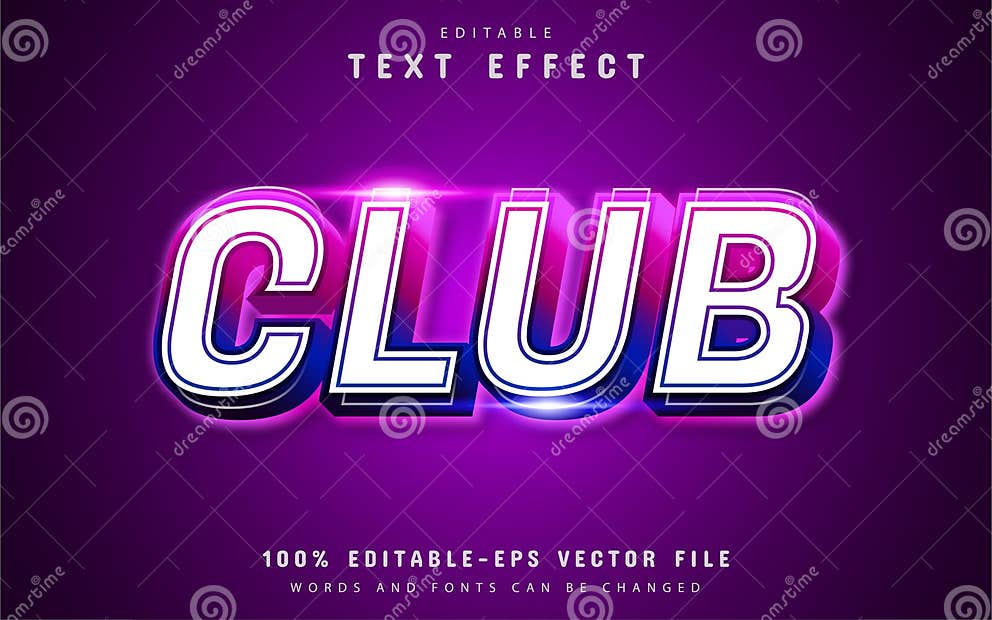 Club text effect stock vector. Illustration of effect - 255930464