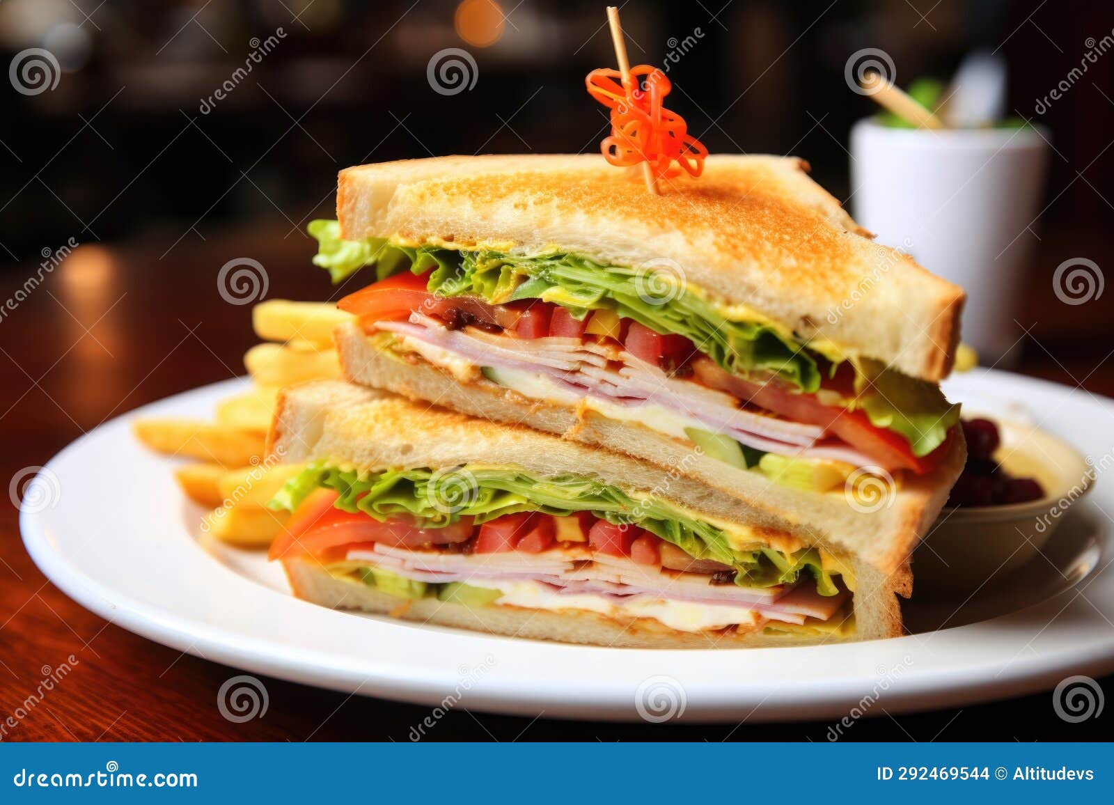 Clubhouse Sandwich with Cheese Pull Effect Stock Illustration ...