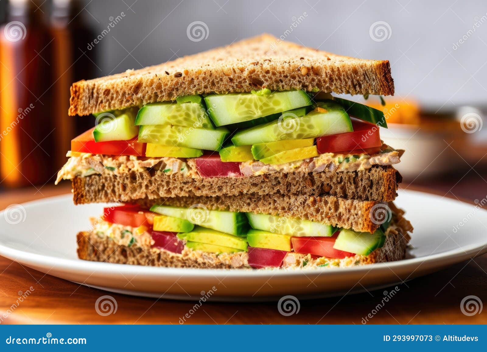 Clubhouse-style Sandwich on Rye Bread, Cut in Triangles Stock Image ...