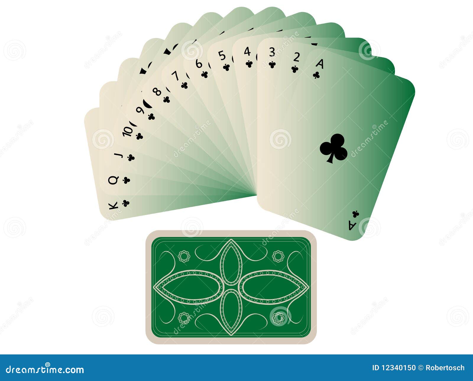Clubs Cards Fan with Deck Isolated on White Stock Vector - Illustration ...