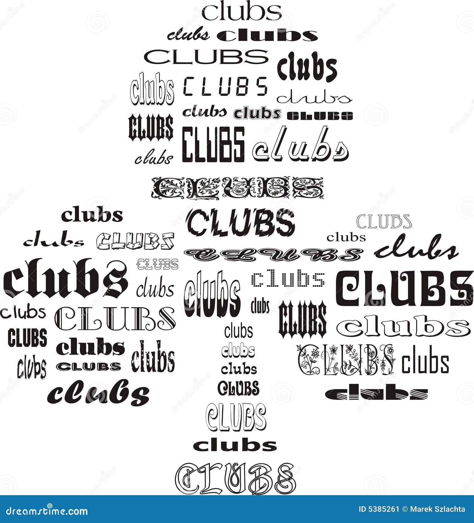Clubs de clubs ilustración del vector. Ilustración de negro - 5385261