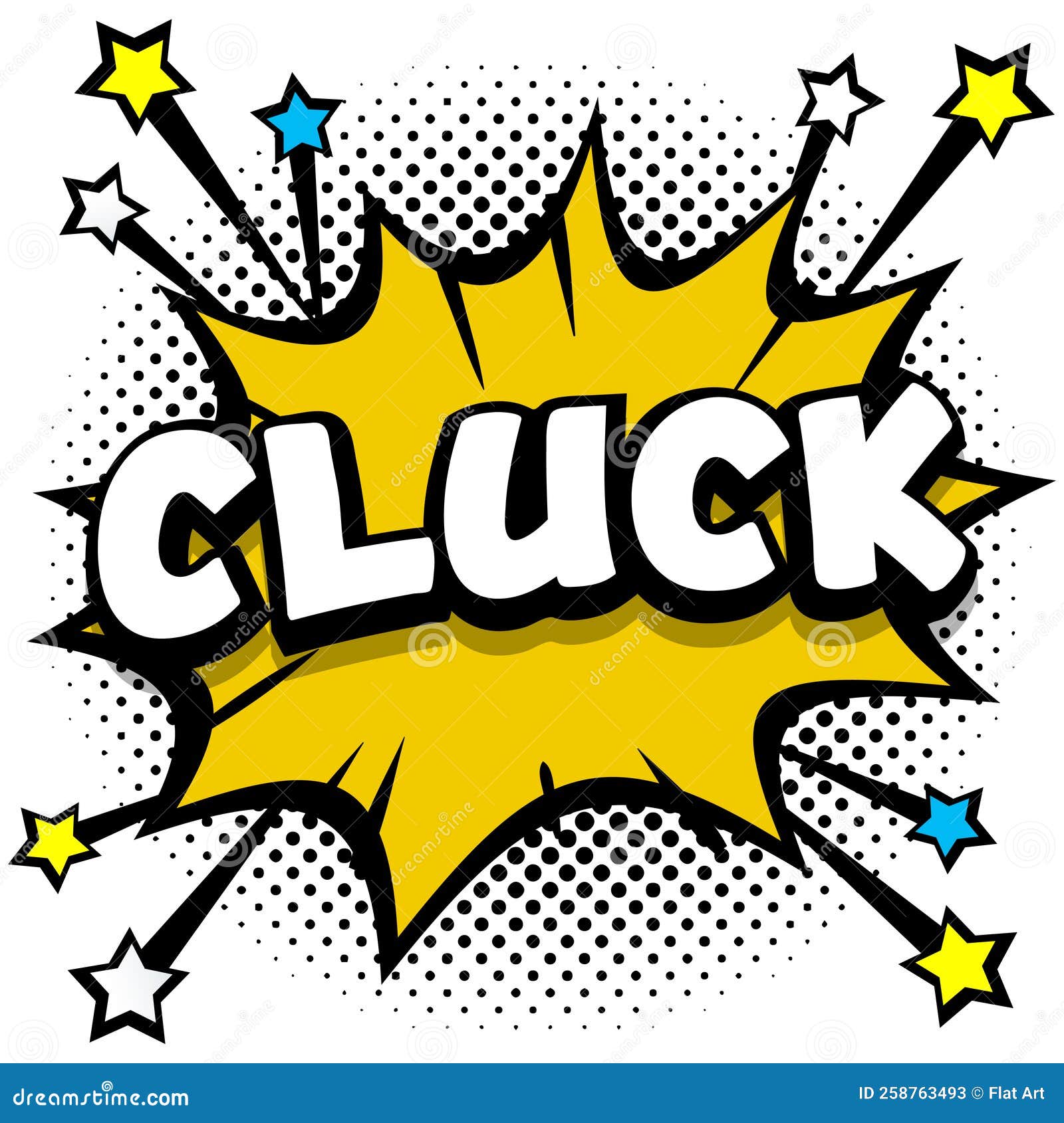 Cluck Pop Art Comic Speech Bubbles Book Sound Effects Stock Vector ...