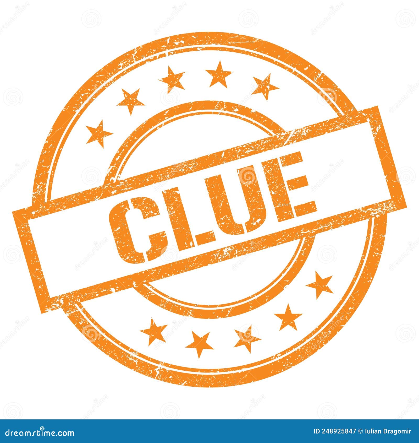 CLUE Text Written on Orange Vintage Stamp Stock Illustration ...