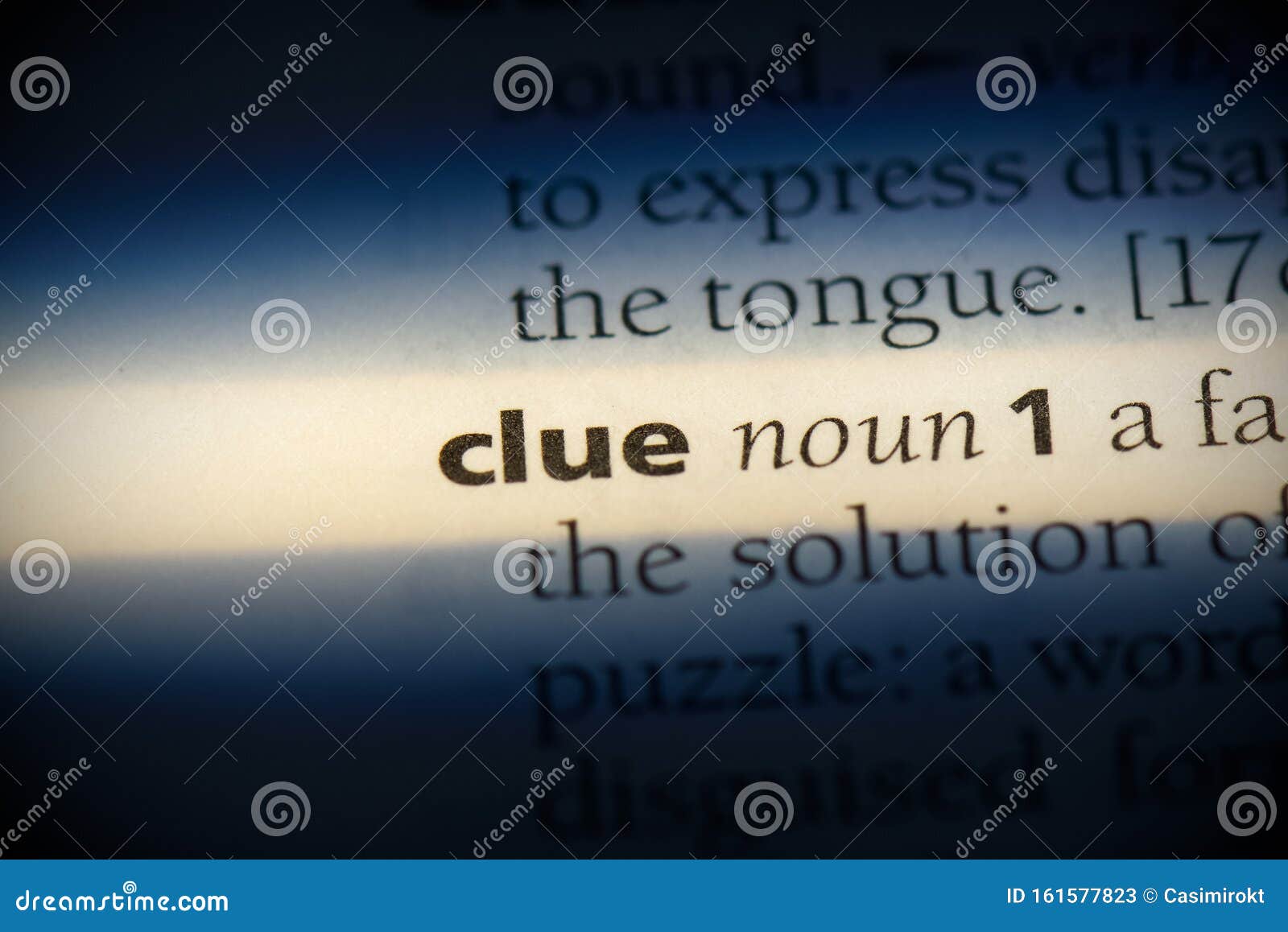 Clue stock image. Image of closeup, language, etymology - 161577823