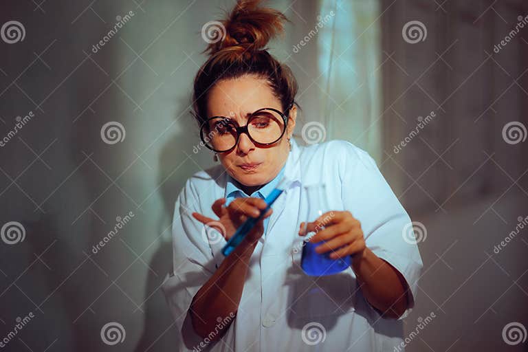 Funny Scientist Mixing Substances Creating Chaos in the Lab Stock Image ...