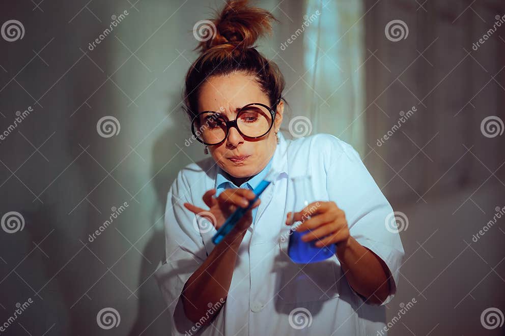 Funny Scientist Mixing Substances Creating Chaos in the Lab Stock Image ...
