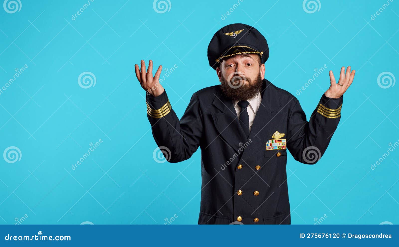 Clueless Flying Pilot Doing I Dont Know Gesture Stock Photo - Image of ...