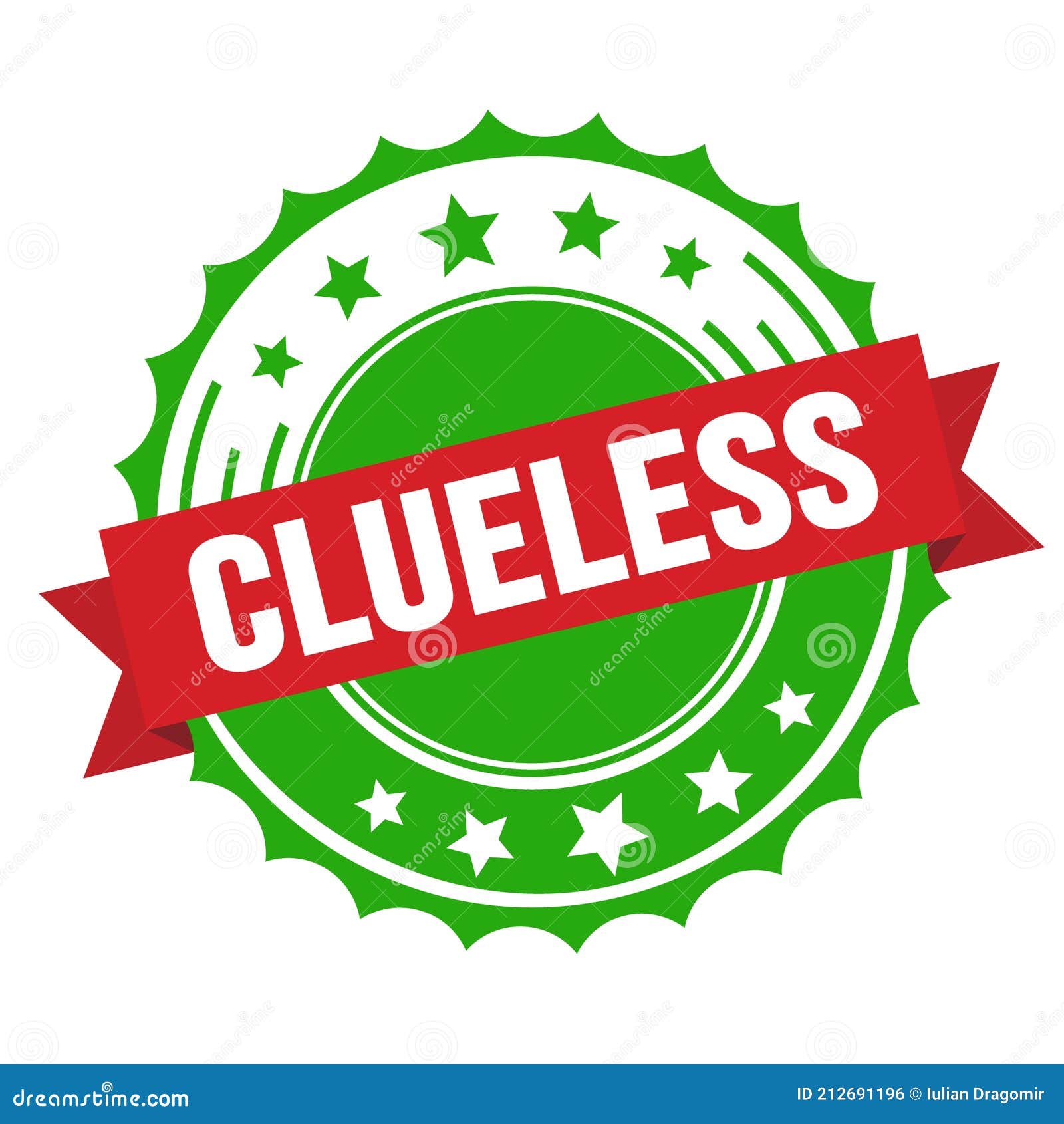 CLUELESS Text on Red Green Ribbon Stamp Stock Illustration ...
