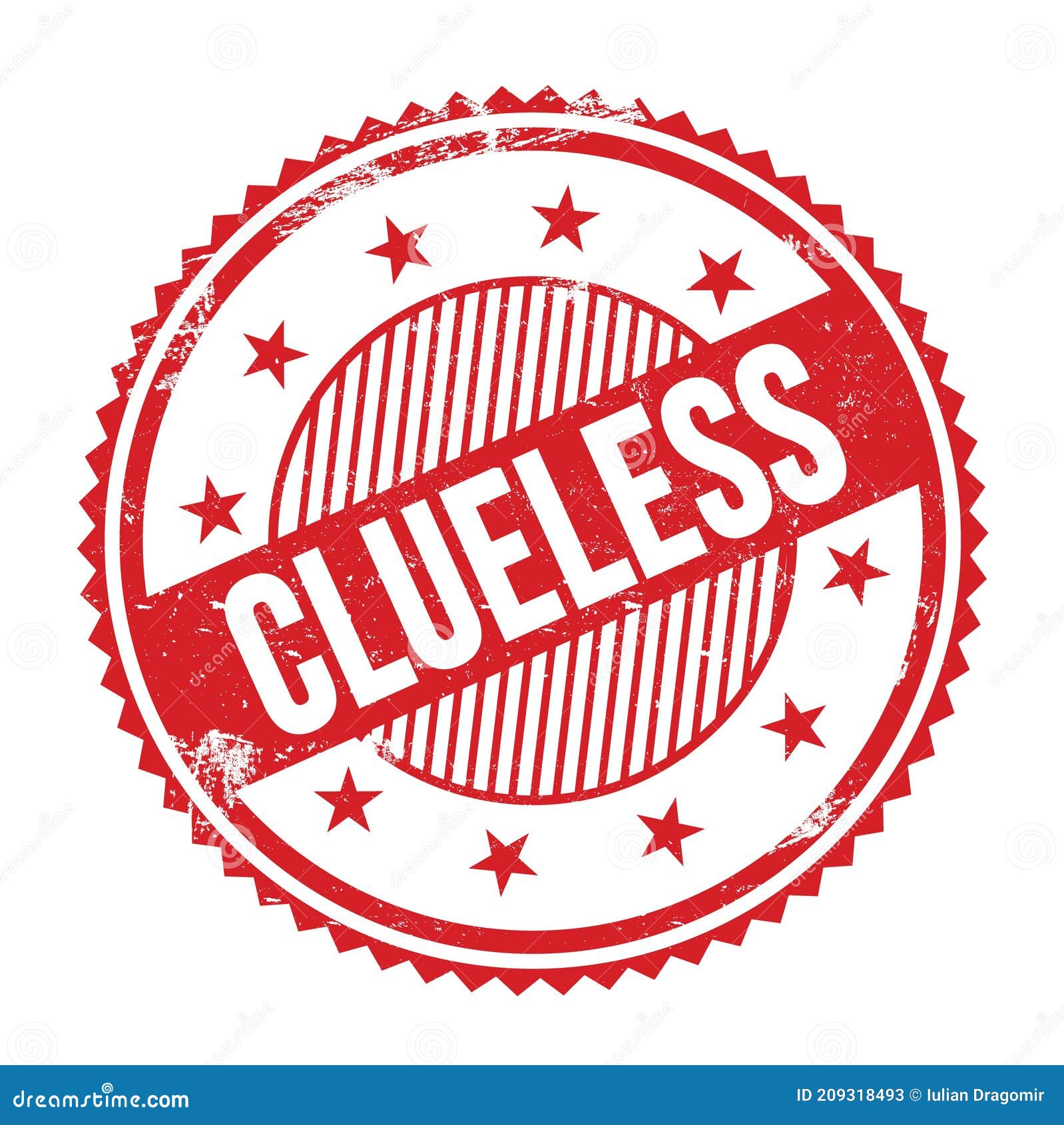 CLUELESS Text Written on Red Grungy Round Stamp Stock Illustration ...