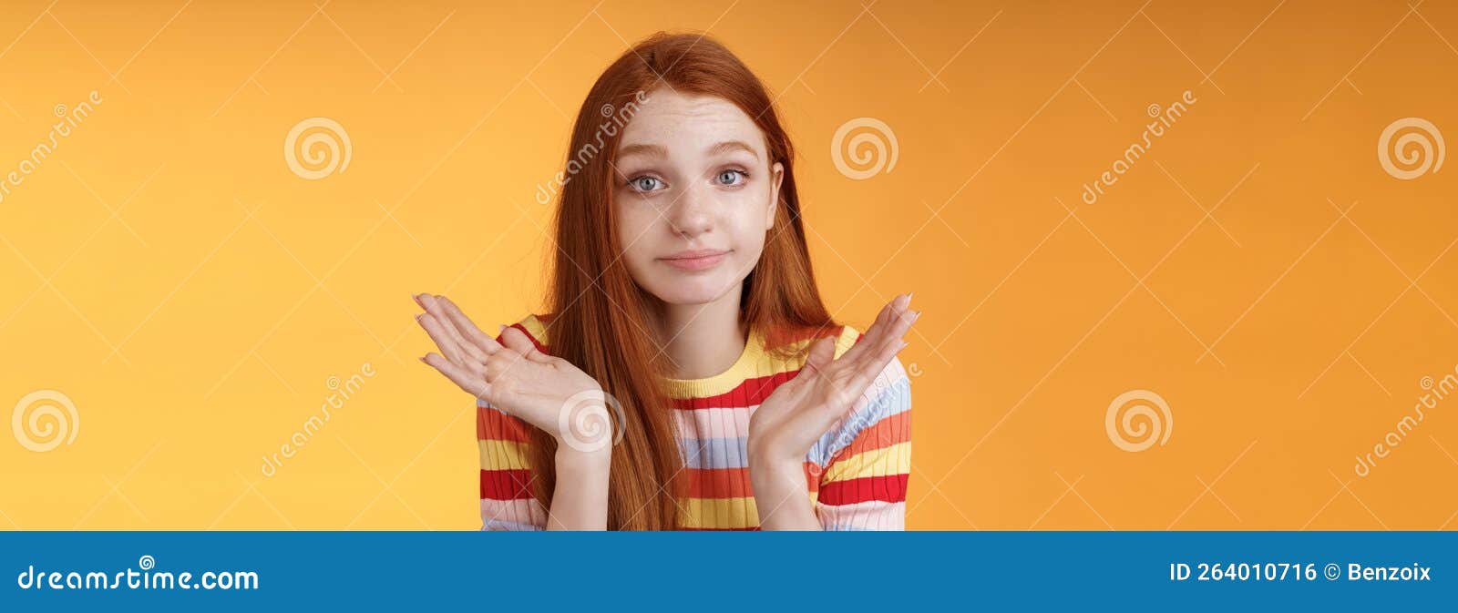 Clueless Unbothered Young Redhead Silly European Girl 20s Shrugging