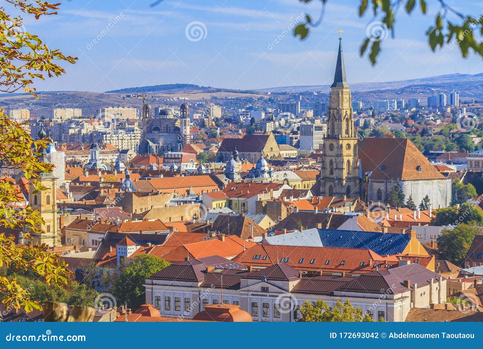Cluj-Napoca city stock photo. Image of blue, hill, romania - 172693042