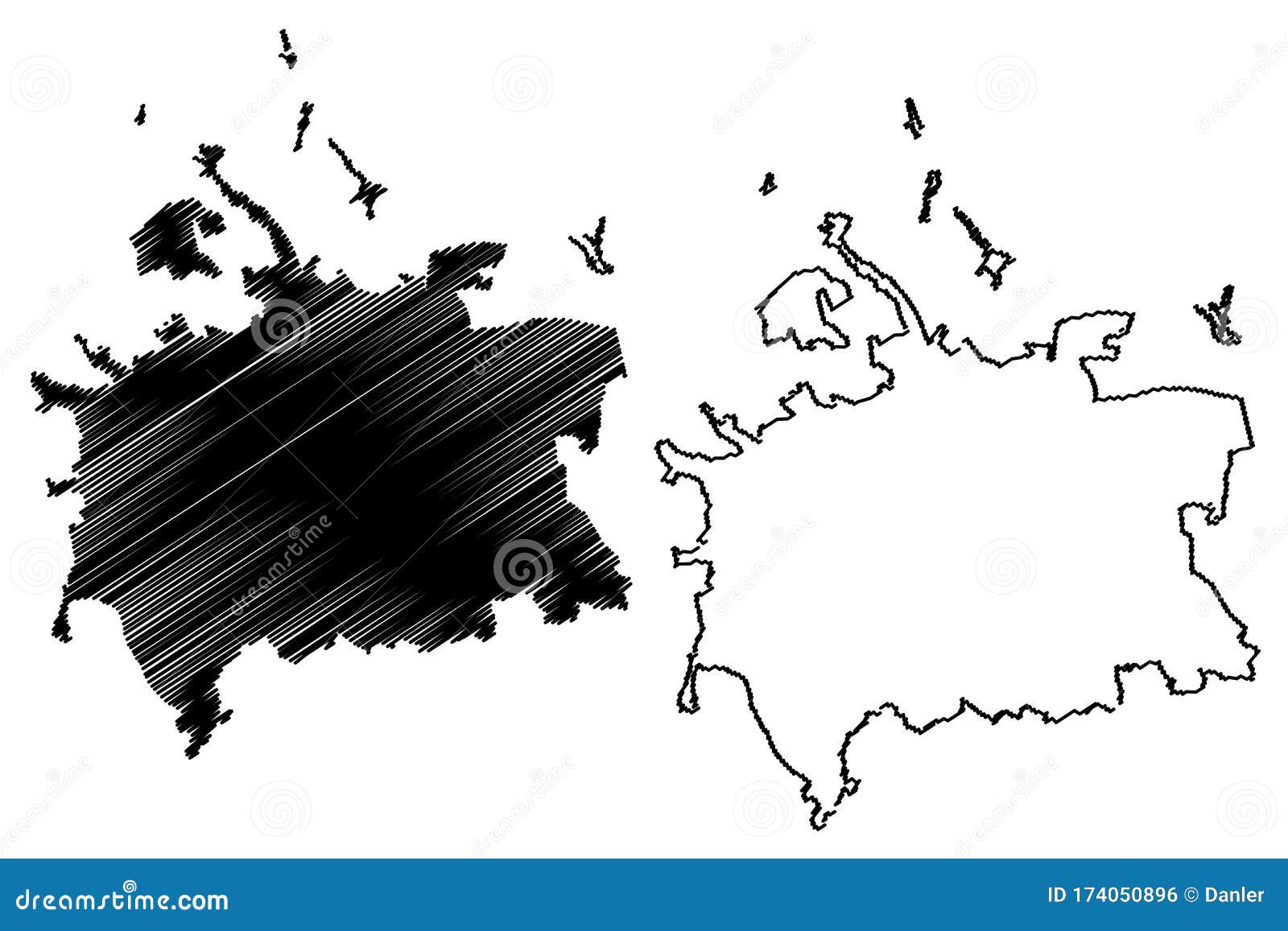 Cluj-Napoca City Republic of Romania Map Vector Illustration, Scribble Sketch City of Cluj ...