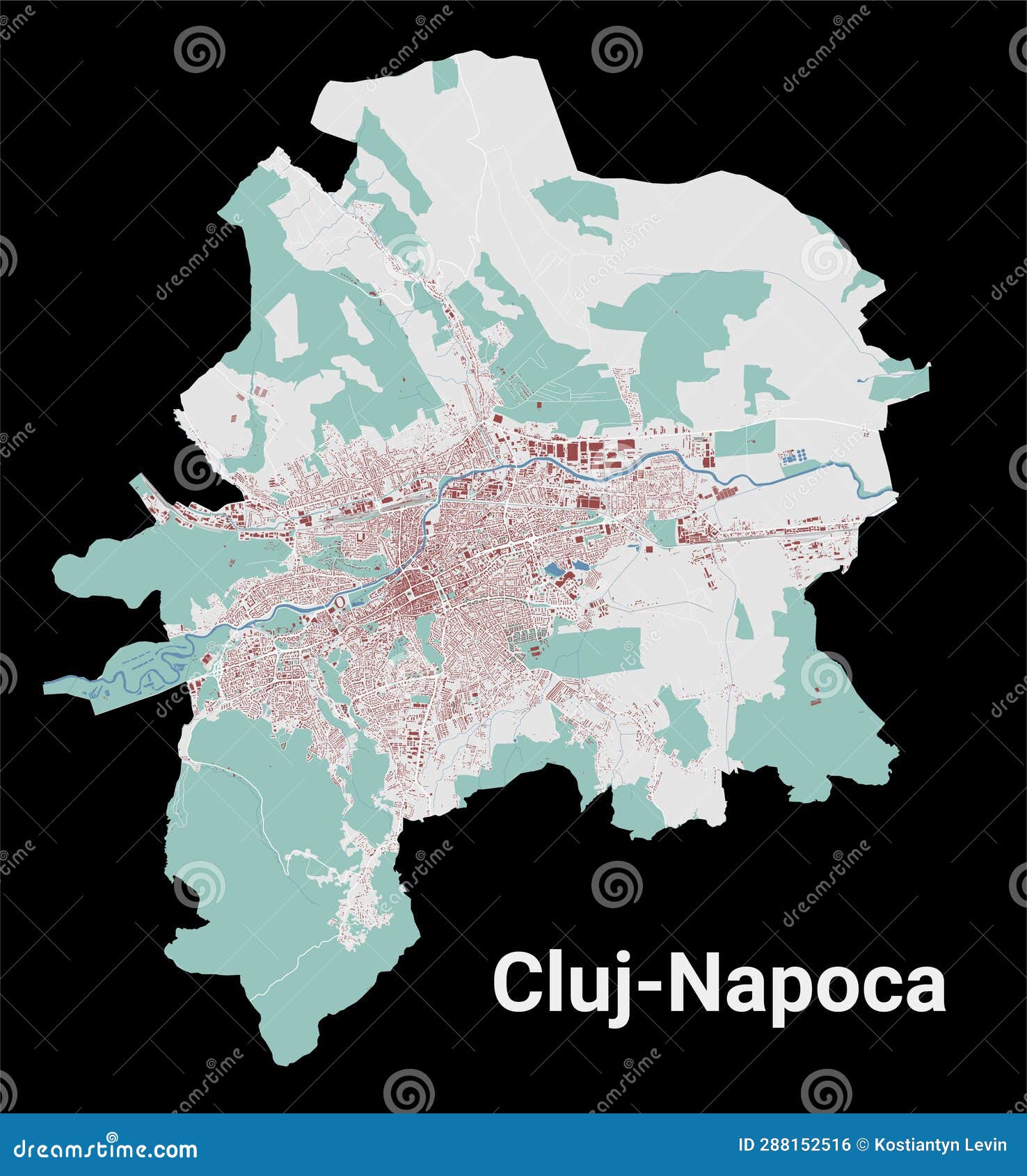 Cluj-Napoca Map, Administrative Area Stock Illustration - Illustration ...