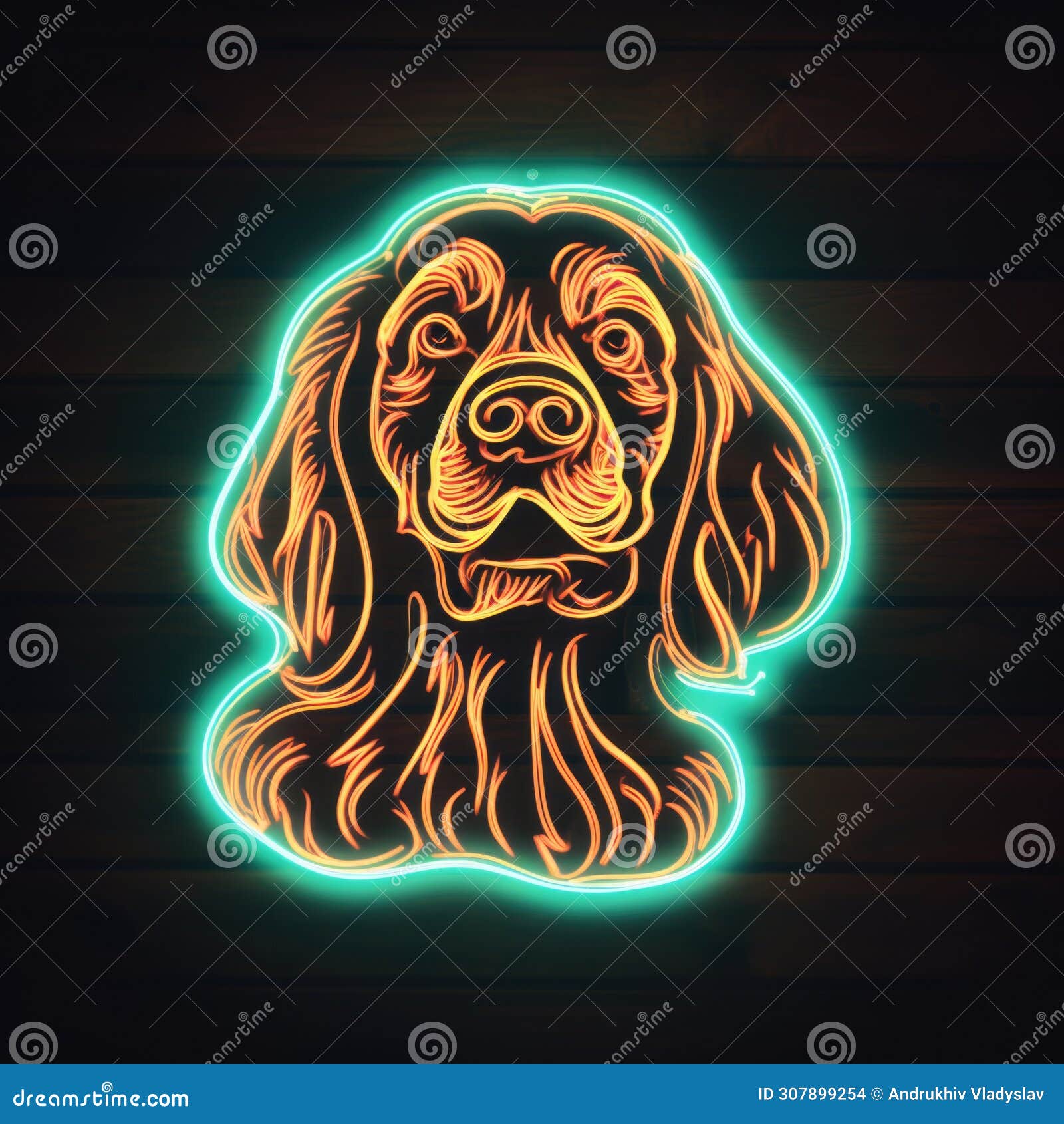 Clumber Spaniel. Neon Outline Icon with a Light Effect Stock ...