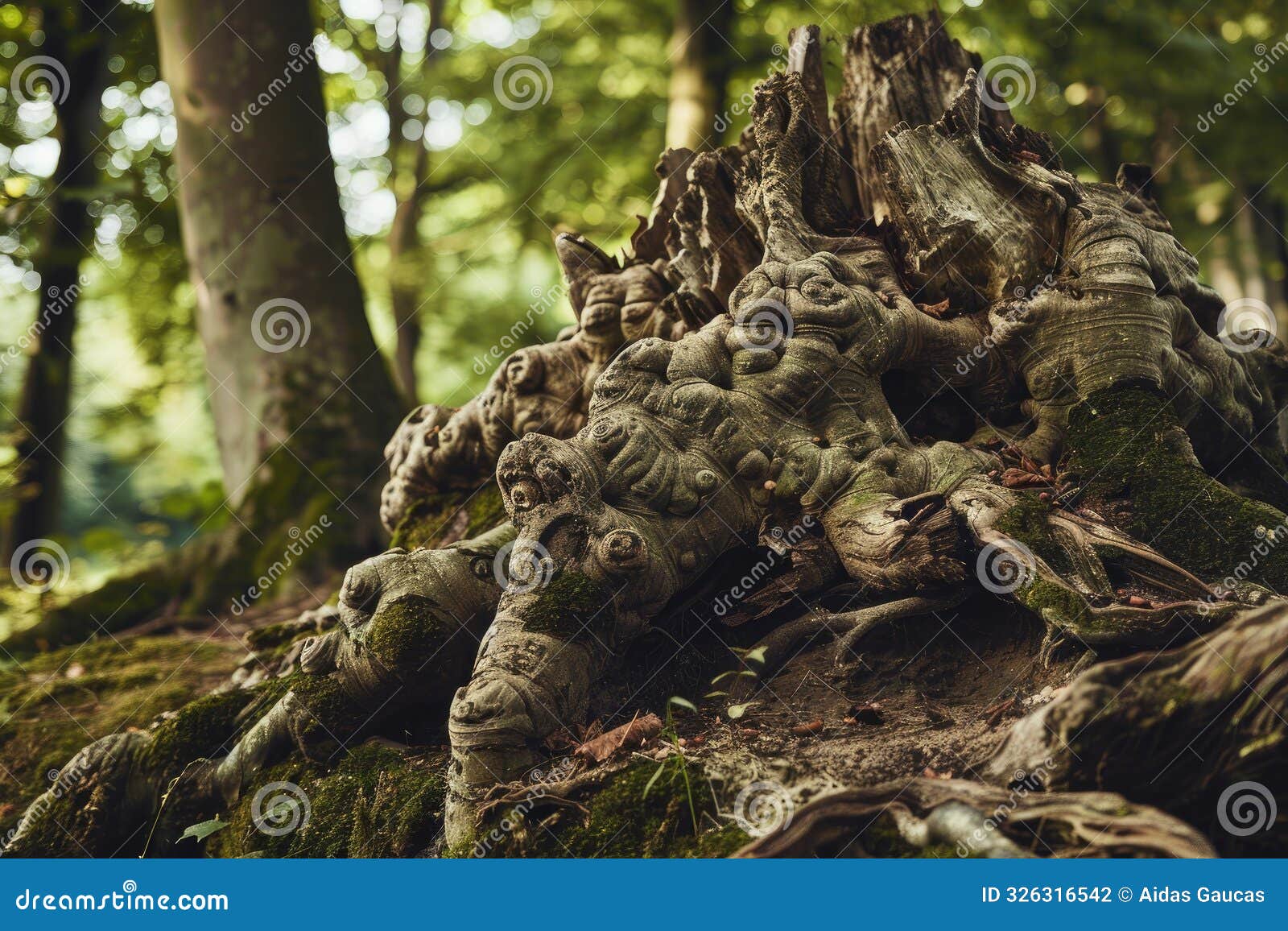 A Clump of Tangled Roots Emerging from a Tree Trunk Stock Illustration ...