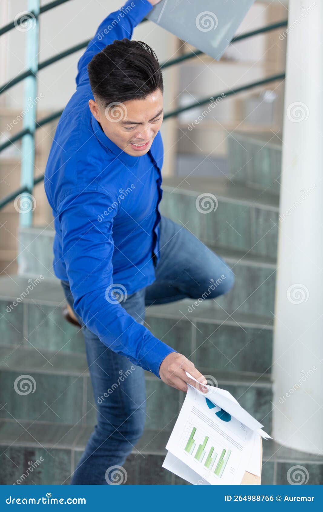 Clumsy Business Man Falling Down Stairs Stock Photo - Image of young ...