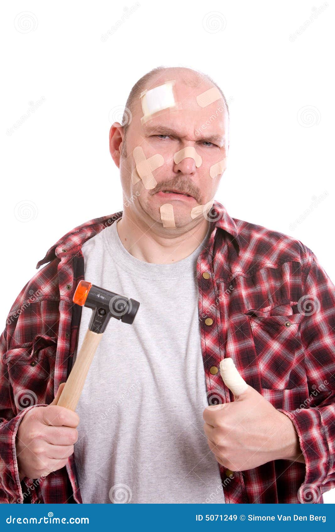 Clumsy handyman stock image. Image of accident, heal, help - 5071249
