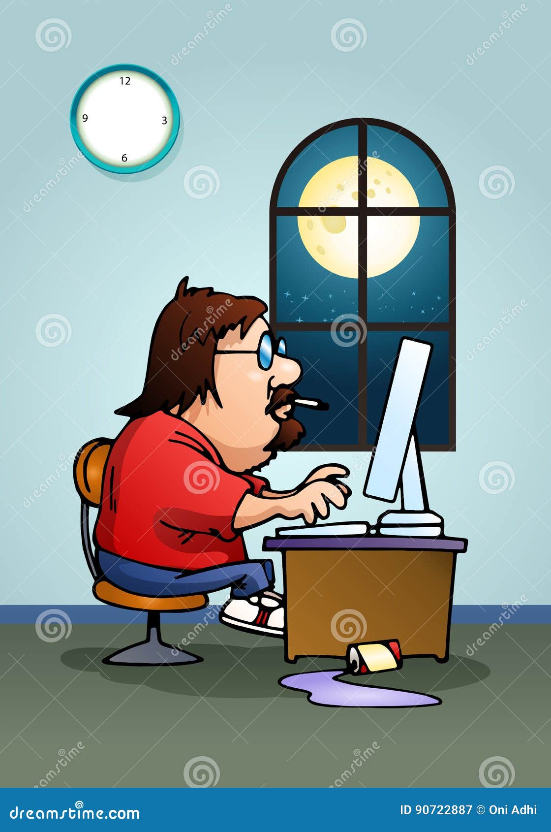 Clumsy man using computer stock illustration. Illustration of software ...