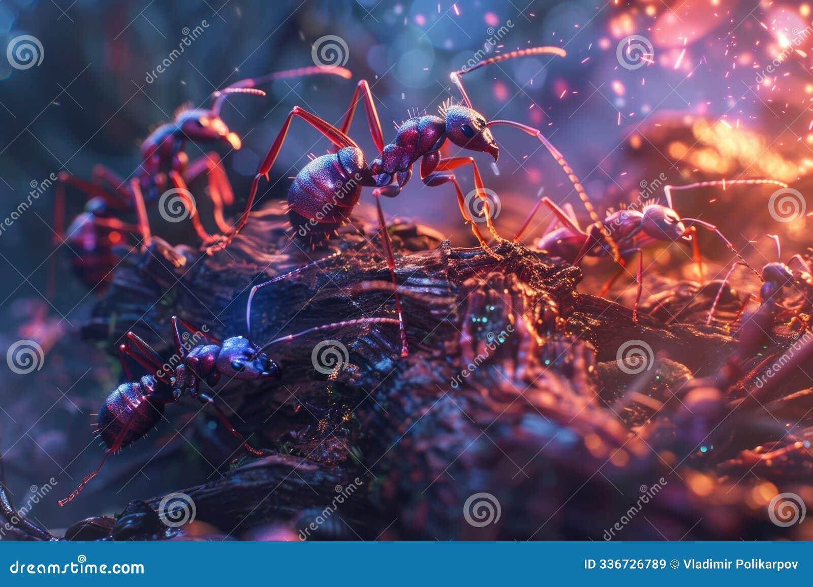 A Cluster of Ants Walking Along the Tree Bark, with Some Carrying Small ...