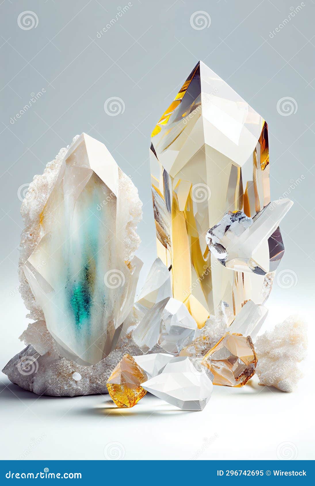 Cluster of Beautiful Crystals on a Blank Background. AI-generated Stock ...