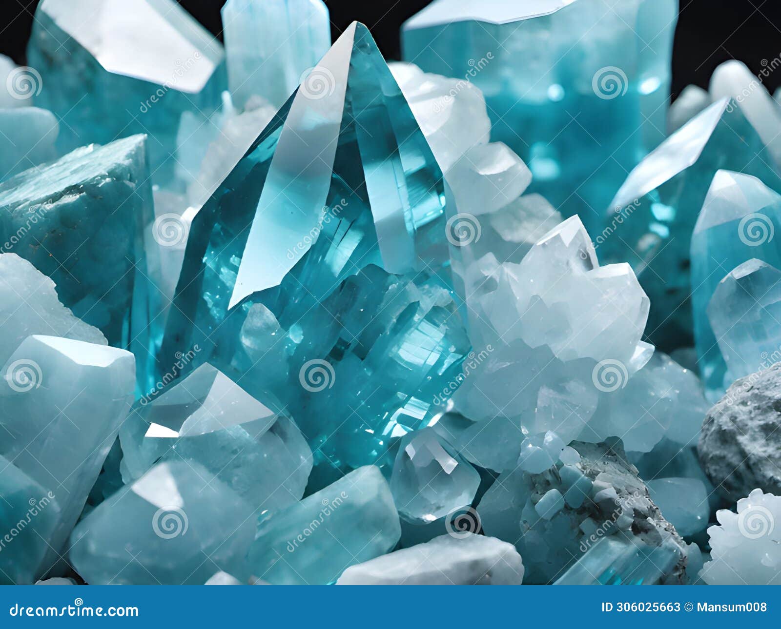 A Cluster of Blue Crystals on a Black Background Stock Illustration ...