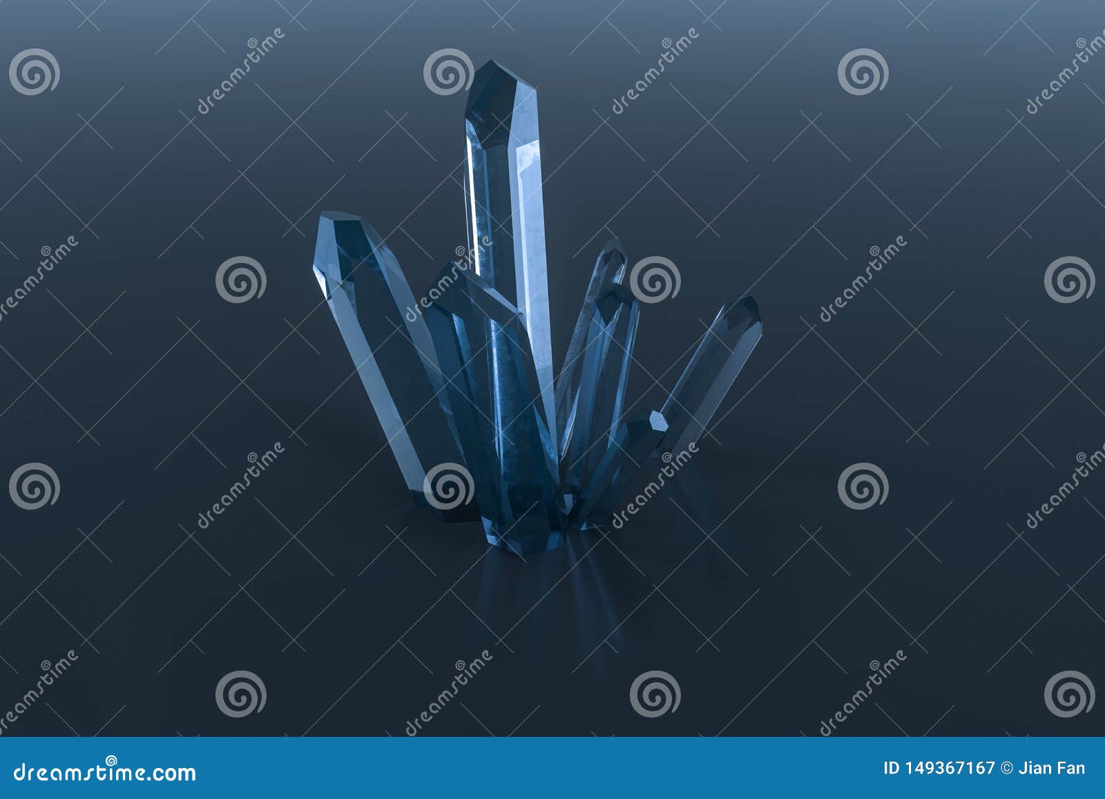 A Cluster of Blue Magic Crystal Gather Together, 3d Rendering Stock ...