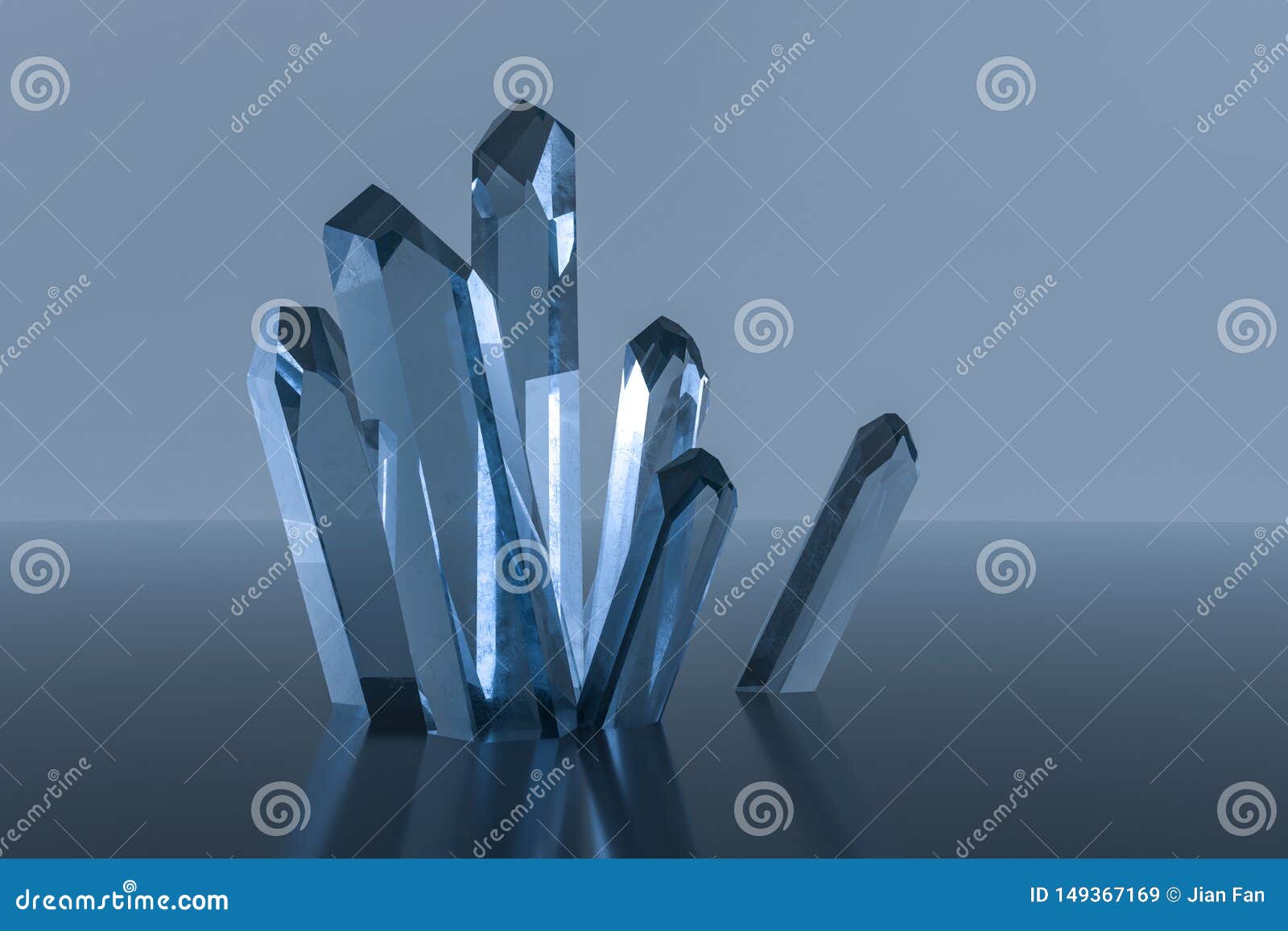 A Cluster of Blue Magic Crystal Gather Together, 3d Rendering Stock ...