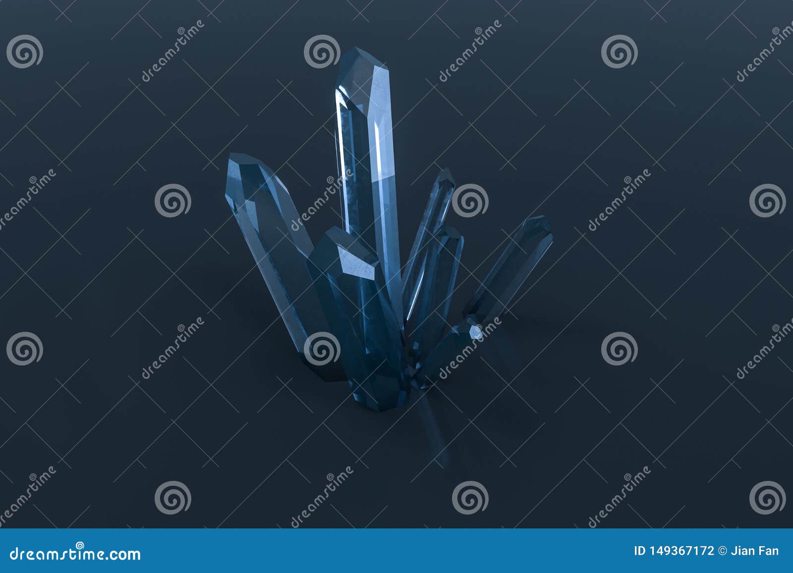 A Cluster of Blue Magic Crystal Gather Together, 3d Rendering Stock ...