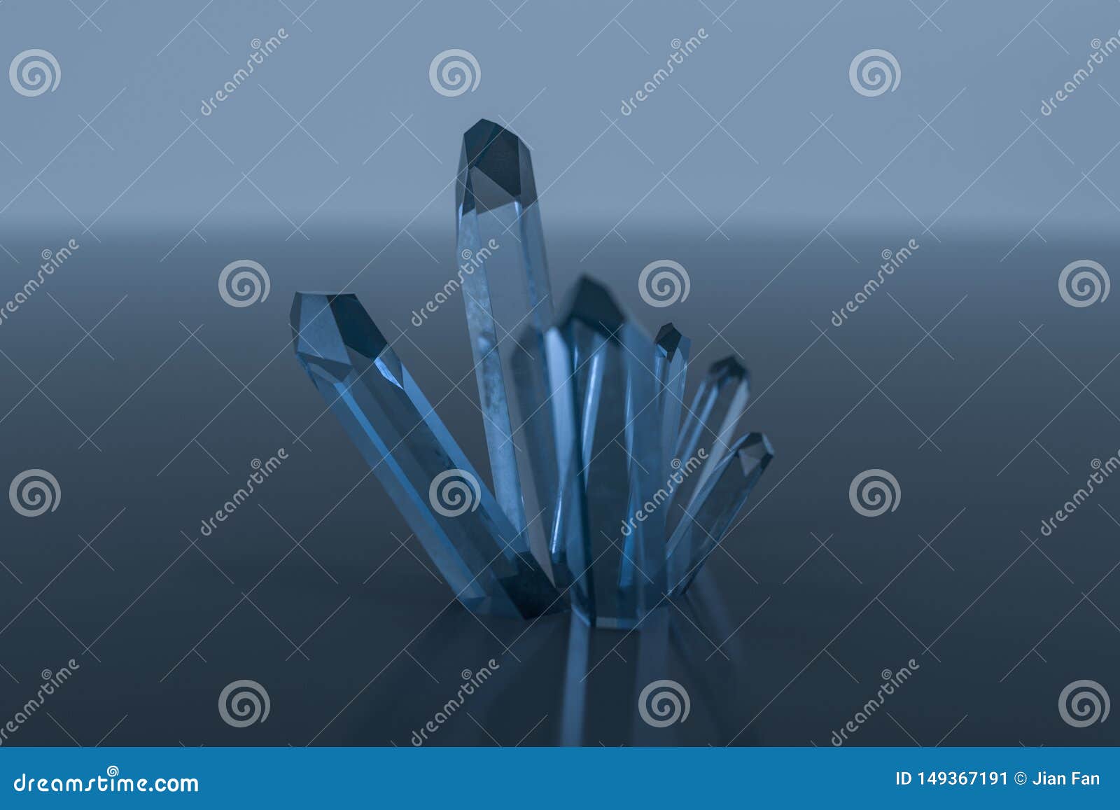 A Cluster of Blue Magic Crystal Gather Together, 3d Rendering Stock ...