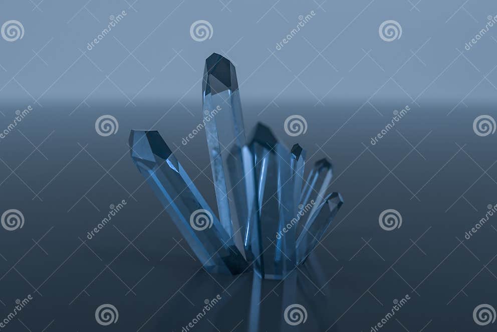 A Cluster of Blue Magic Crystal Gather Together, 3d Rendering Stock ...