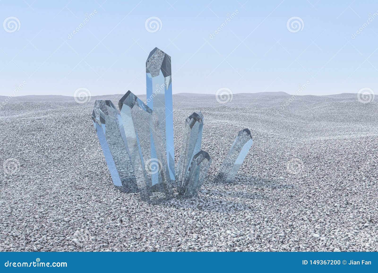 A Cluster of Blue Magic Crystal Gather Together, 3d Rendering Stock ...