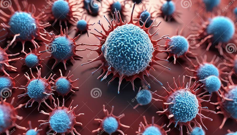 A Cluster of Blue and Red Cells Stock Illustration - Illustration of ...