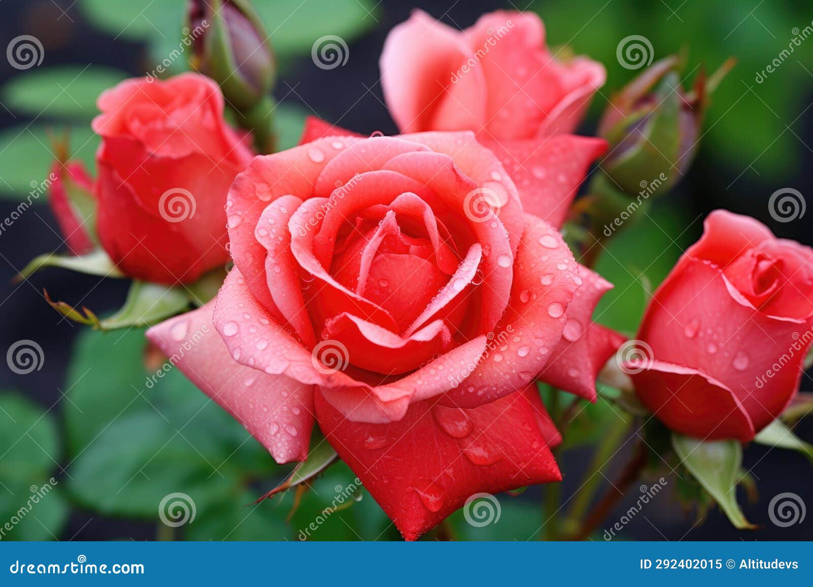 Cluster of Budding Roses on a Bush Stock Image - Image of botanical ...