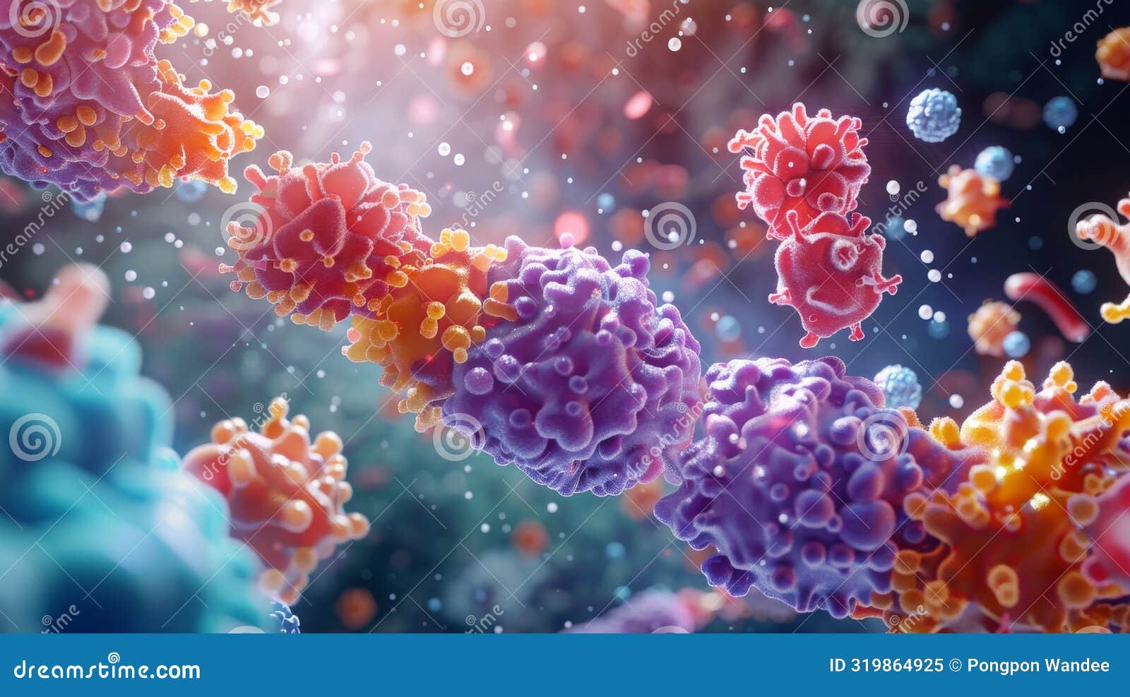 A Cluster of Colorful Bacteria. the Bacteria are Various Shapes and ...