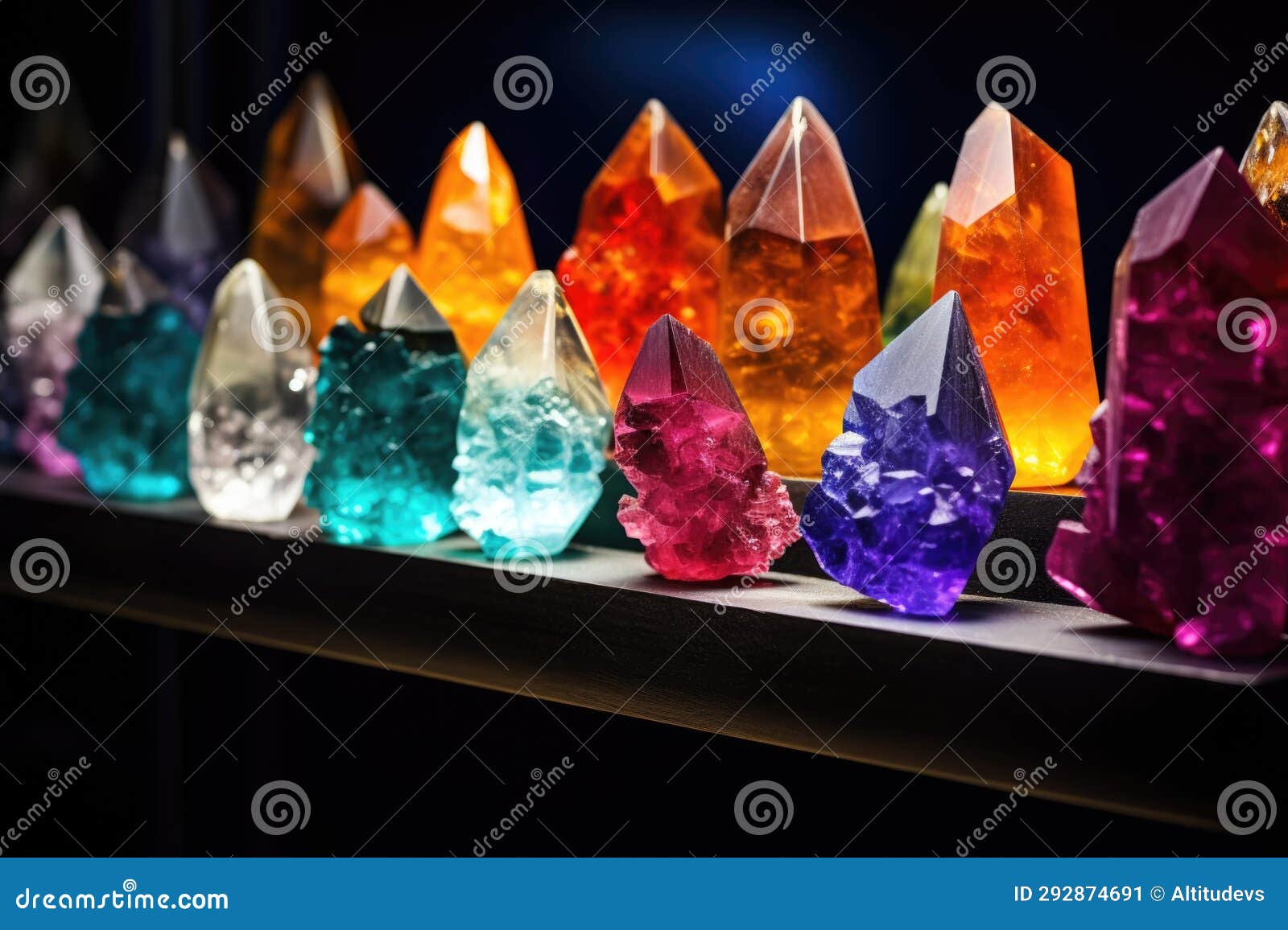 Cluster of Colorful Crystals on a Glass Shelf Stock Image - Image of ...