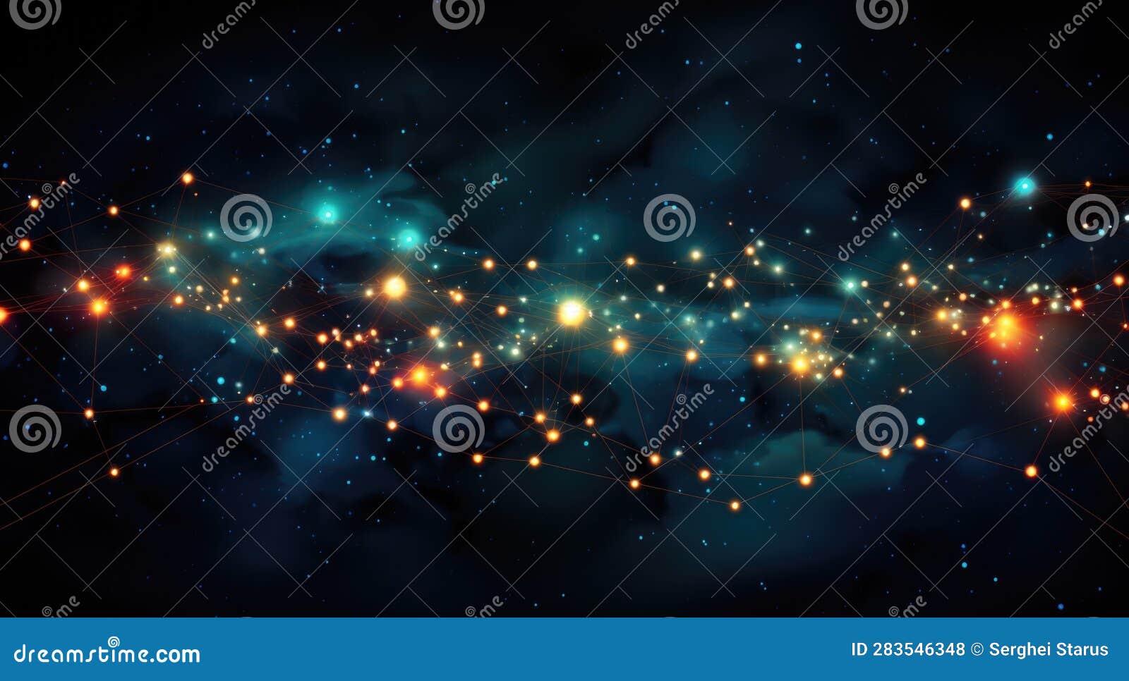 A Cluster of Connected Dots in the Night Sky. Generative AI Image ...