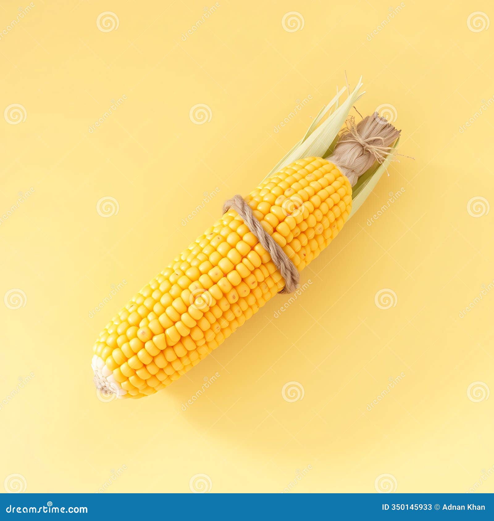 A Cluster of Corn Cobs Tied with a Rustic Rope on a Pastel Yellow ...