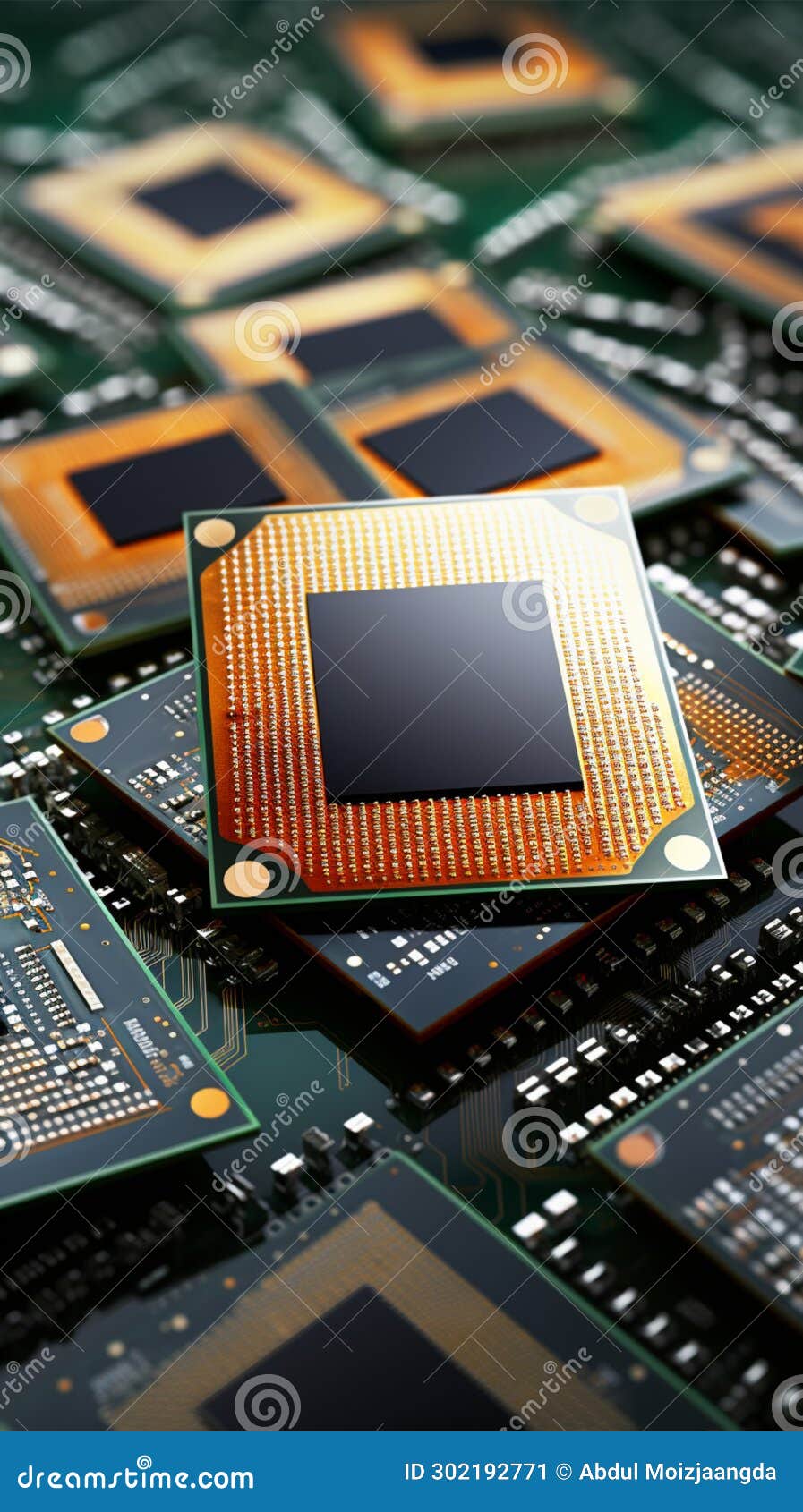 Cluster Of CPUs, Central Processor Units, Isolated On Neutral ...