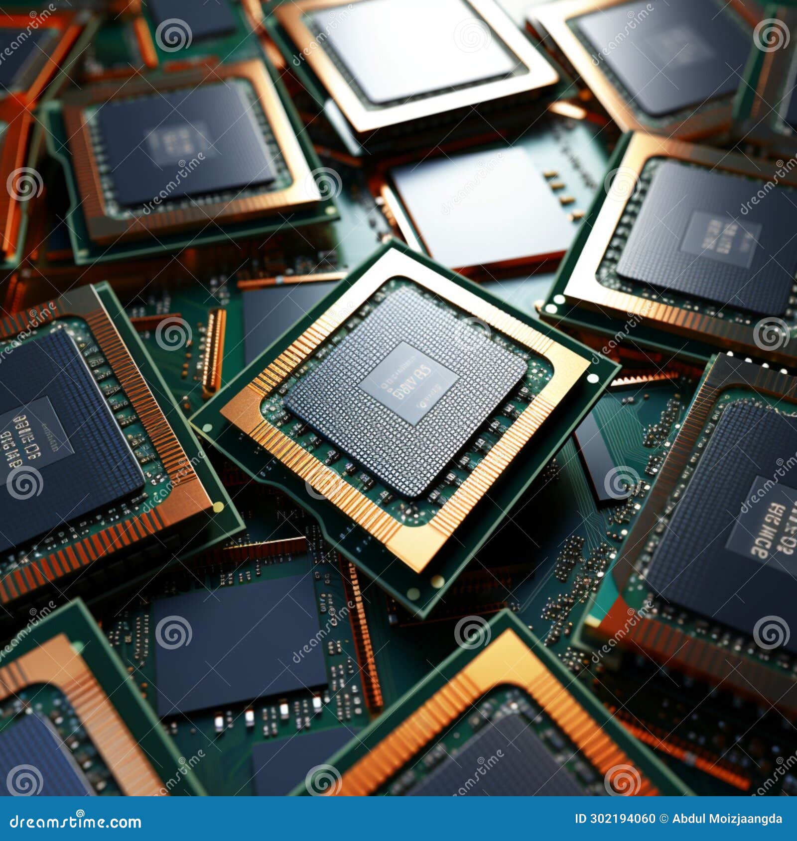 Cluster of CPUs, Central Processor Units, Isolated on Neutral ...