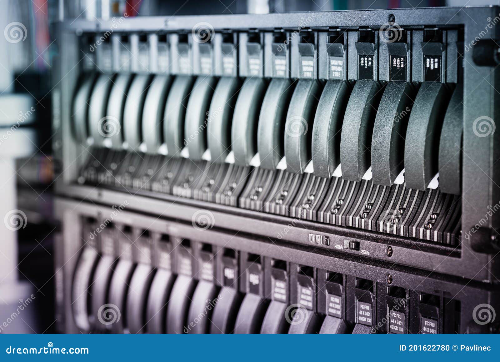 Cluster of Data Storage SSD Hard Drives Inside Server Rack Stock Photo ...