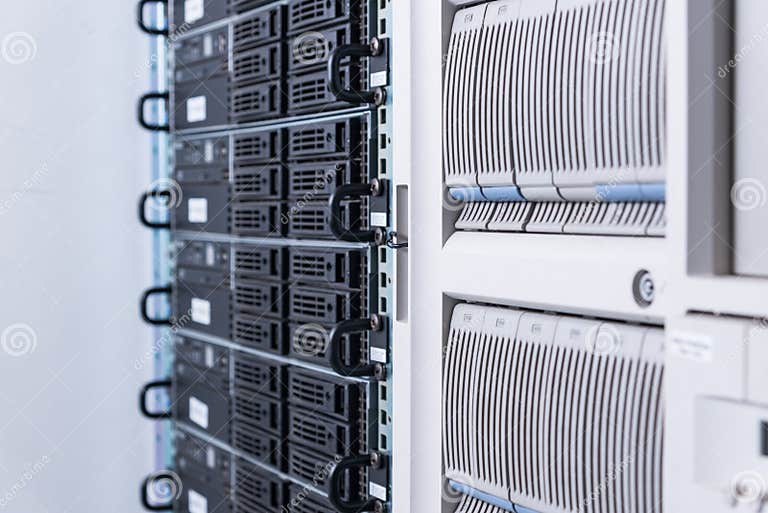 Cluster of Data Storage SSD Hard Drives Inside Server Rack Stock Photo ...