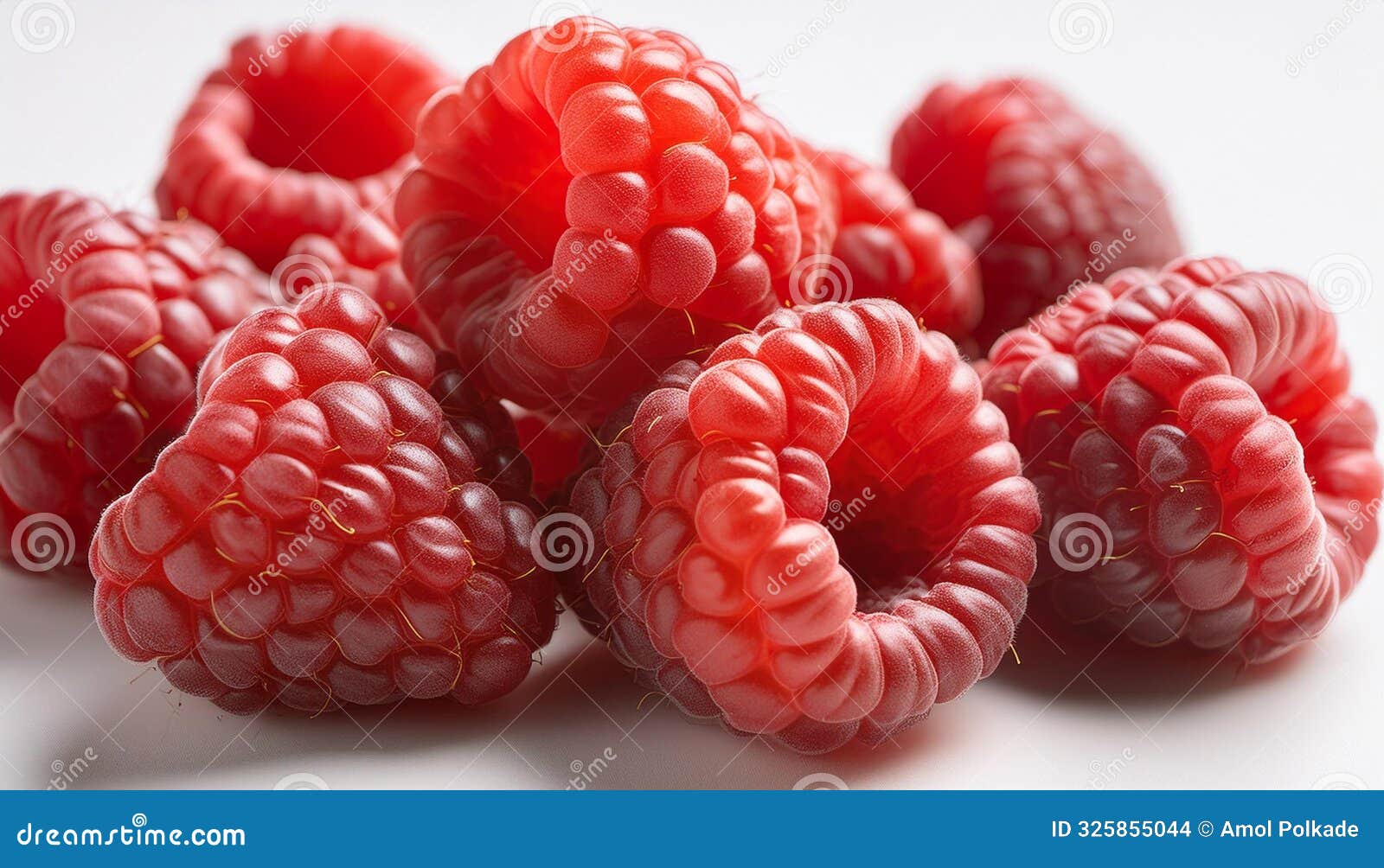 A Cluster of Deep Red Velvet Red Raspberry on White Stock Photo - Image ...