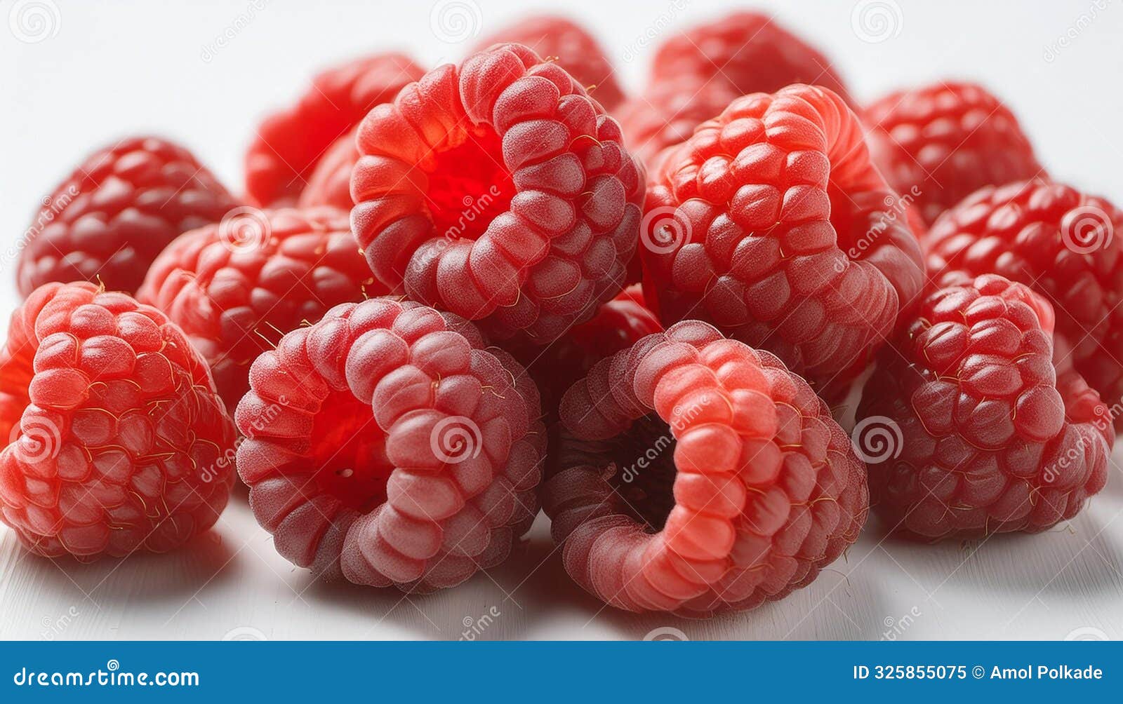 A Cluster of Deep Red Velvet Red Raspberry on White Stock Image - Image ...