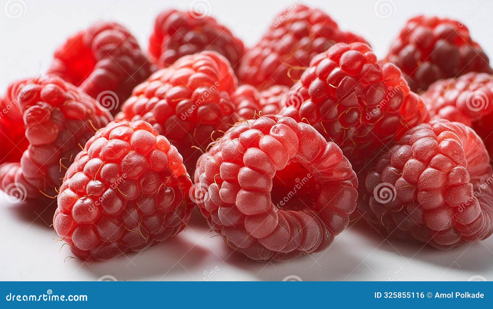 A Cluster of Deep Red Velvet Red Raspberry on White Stock Photo - Image ...