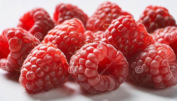 A Cluster of Deep Red Velvet Red Raspberry on White Stock Photo - Image ...