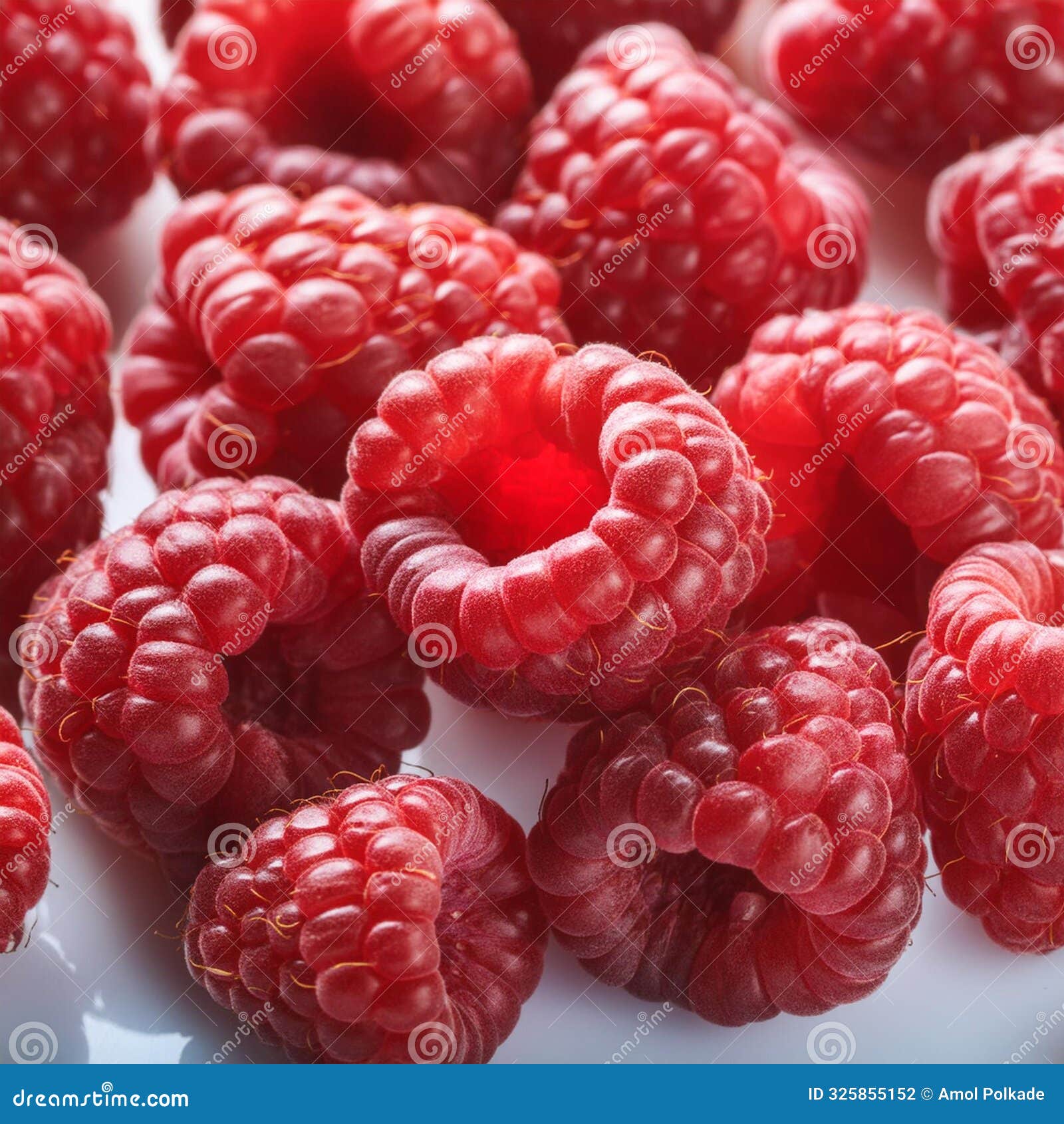 A Cluster of Deep Red Velvet Red Raspberry on White Stock Photo - Image ...