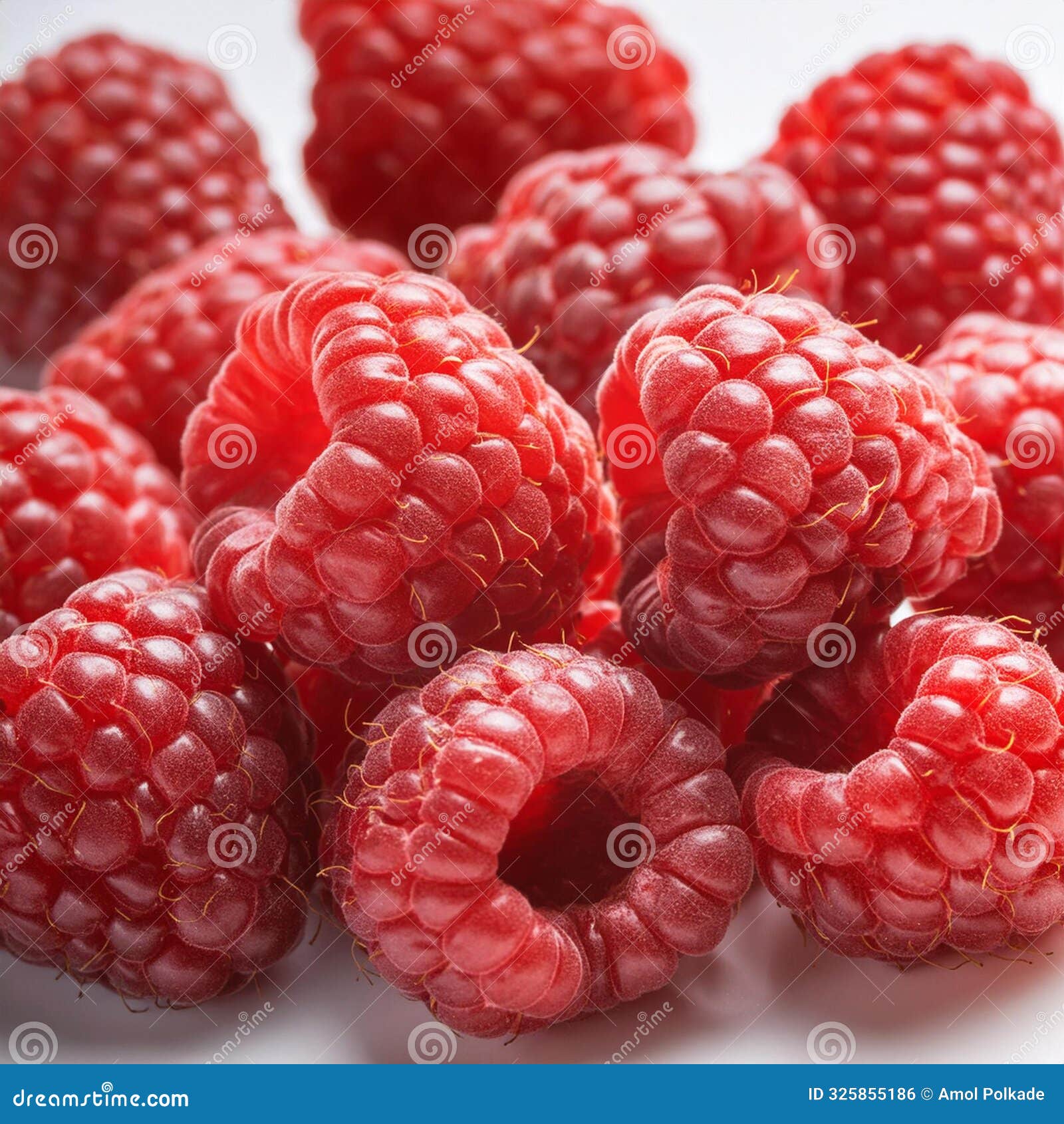 A Cluster of Deep Red Velvet Red Raspberry on White Stock Photo - Image ...