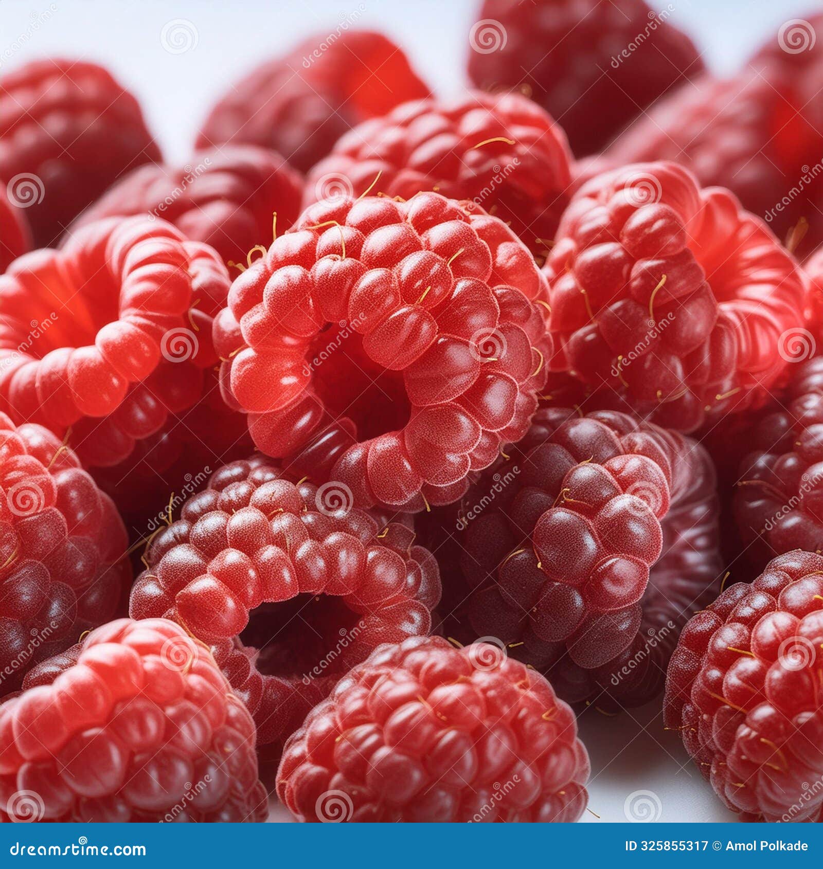 A Cluster of Deep Red Velvet Red Raspberry on White Stock Image - Image ...