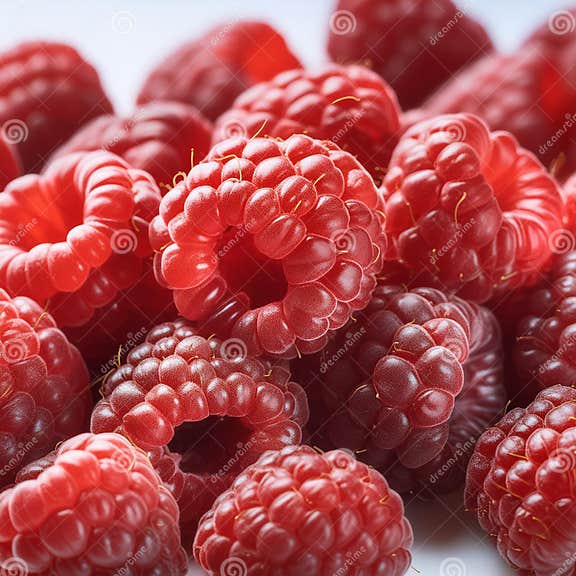 A Cluster of Deep Red Velvet Red Raspberry on White Stock Image - Image ...
