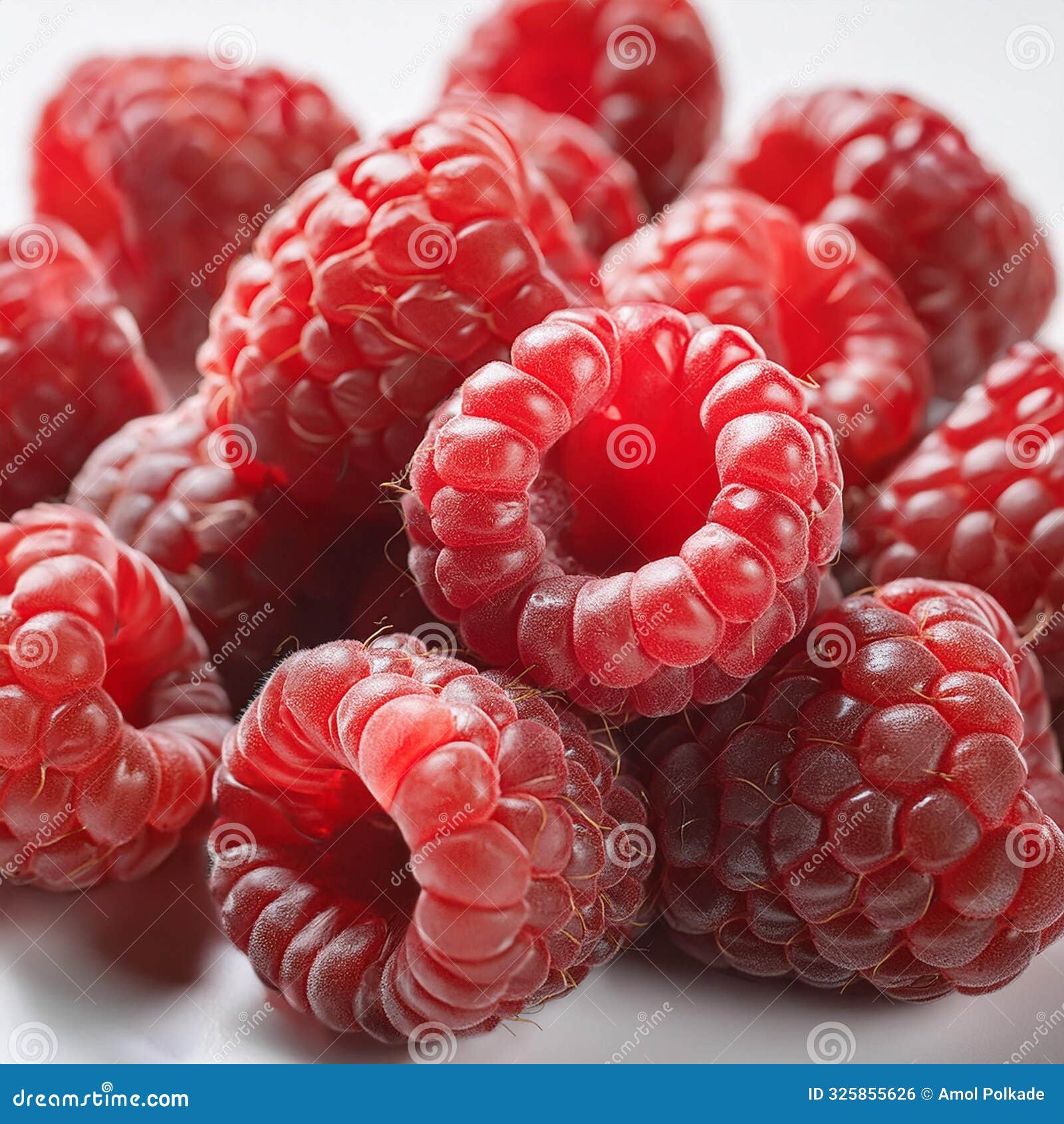 A Cluster of Deep Red Velvet Red Raspberry on White Stock Photo - Image ...